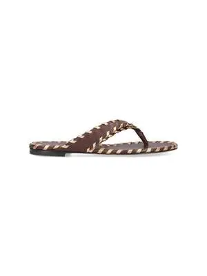 GIANVITO ROSSI Woven Trim Thong Sandals - Brown
