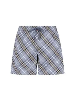 Burberry Checked Polyamide Drawstring Shorts - Blue