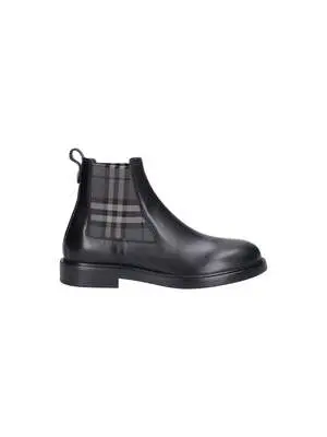 Burberry Calf Leather And Rubber Chelsea Boots - Black