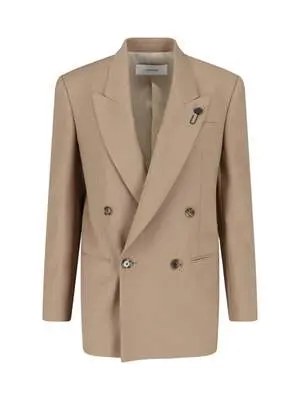 LARDINI Wool-blend Stretch Jacket - Brown
