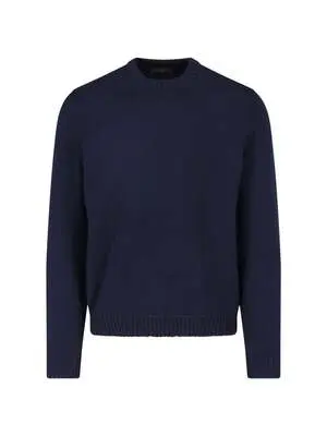 ZANONE 100% Virgin Wool Long-sleeve Polo - Blue