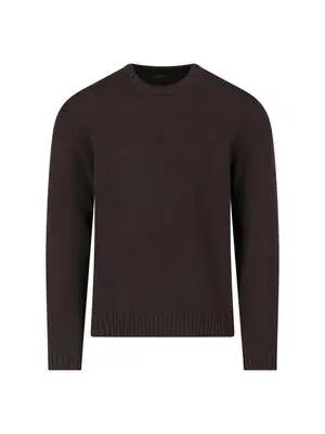 ZANONE 100% Virgin Wool Long-sleeve Polo - Brown
