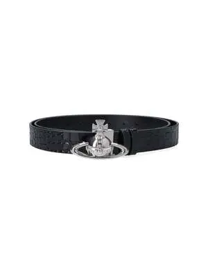 VIVIENNE WESTWOOD Leather Belt With Orb Buckle - Black