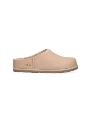 UGG Leather Shearling-lined Mini Slides - Beige