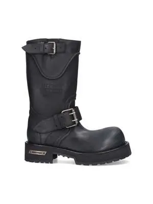 Balenciaga Buckled Calf Leather Boots - Black