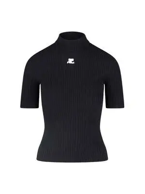 COURREGES Logo Knit Top Fall/winter 2025 - Black