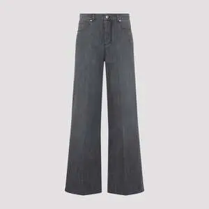 Bottega Veneta Wide Leg Cotton Jeans - Black