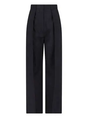 Victoria Beckham High-waist Pleated Wide-leg Trousers