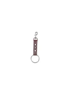 Martine Rose Leather Keychain With Studs - Brown