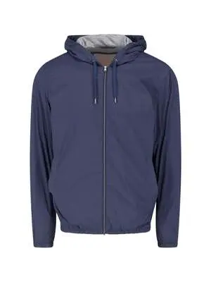 Herno Zip-up Hooded Stretch Polyamide Jacket - Blue