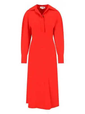 Victoria Beckham Sculpted Satin-blend Midi Dress - Red