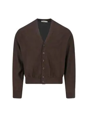 LEMAIRE Wool-acrylic Blend Crewneck Cardigan - Brown
