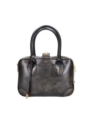 GOLDEN GOOSE Genuine Cow Leather Shoulder Bag - Black