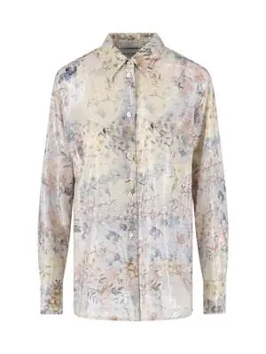 GOLDEN GOOSE Floral Print Shirt With Contrast Trim - Multicolour