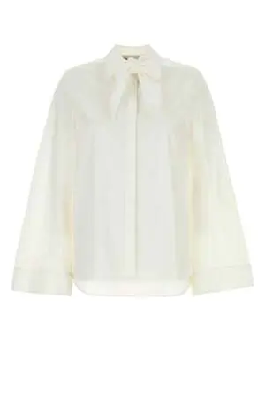 Tory Burch Cotton Bow Tunic Shirt - White