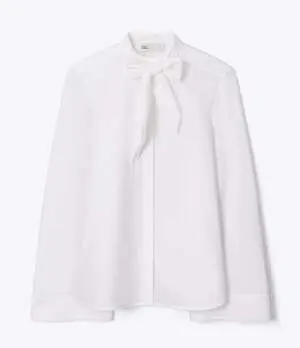 Tory Burch Cotton Bow Tunic Shirt - White