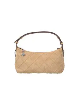 Tory Burch Bovine Suede Shoulder Bag With Lamb Leather Trim - Beige