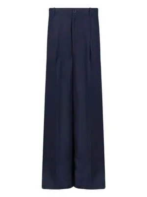 Ralph Lauren Linen-viscose Blend Wide-leg Trousers - Blue