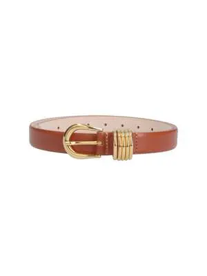 DEHANCHE Genuine Leather Belt With Gold Tone Hardware - Brown