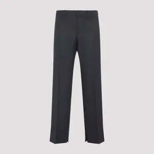 Celine Flared Low-rise Pinstriped Wool Trousers - Grey