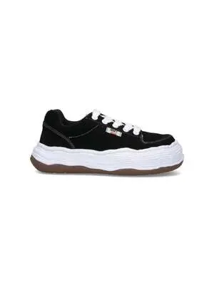 Mihara Yasuhiro Cow Leather Lace-up Sneakers - Black