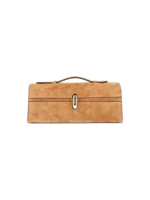 Savette Suede Calfskin Shoulder Bag - Brown