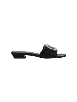 ROGER VIVIER Lamb Leather Flap Mules - Black