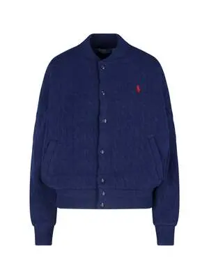 Polo Ralph Lauren Cable Knit Bomber Jacket - Blue