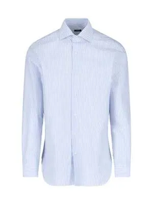 BARBA NAPOLI 100% Cotton Button-down Shirt - Blue