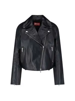 DIESEL® Cropped Leather Biker Jacket
