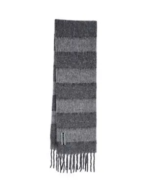 Our Legacy Fuzzy Alpaca Scarf With Static Stripe Detail - Grey