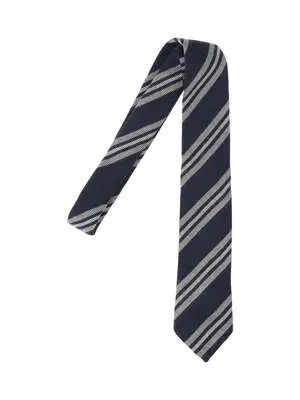 FINAMORE 1925 FINAMORE Striped Silk Neck Tie Blue