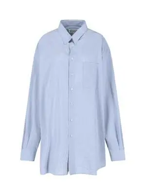MAISON MARGIELA Cotton-silk Striped Button-up Shirt - Blue