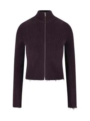 MAISON MARGIELA Ribbed Knit Zip-up Cropped Cardigan