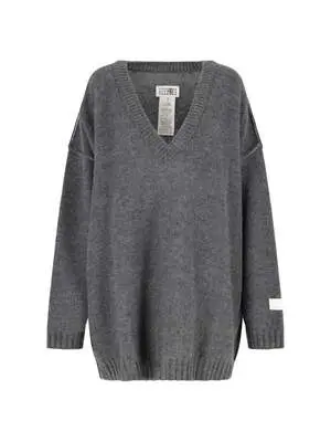 MAISON MARGIELA Wool-acrylic-alpaca V-neck Sweater - Grey
