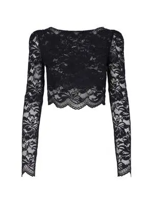 Rabanne Lace Sculpted Stretch Cropped Top - Black