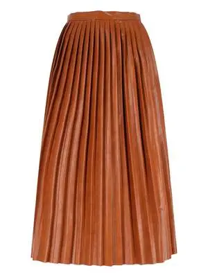 MAISON MARGIELA Pleated Faux Leather Midi Skirt