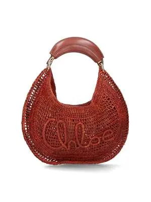 Chloé Raffia Shoulder Bag With Buffalo Leather Trim - Brown