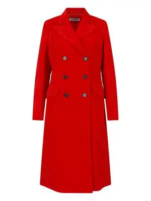JIL SANDER Double Breasted Cotton-linen Jacket - Red
