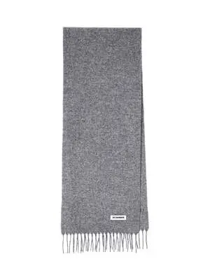 JIL SANDER Fringed Scarf - Grey