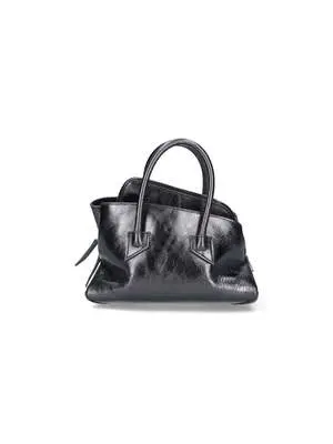 Attico Calf Leather Bag With Inside Pocket - Grey