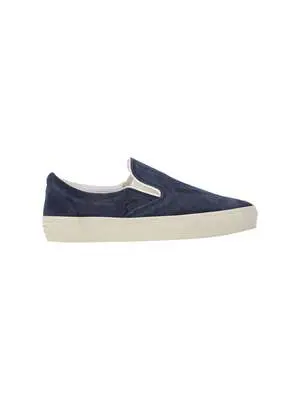 TOM FORD Calf Leather Slip-on Sneakers - Blue