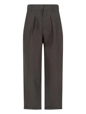 RANRA Textured Cotton-linen Trousers For - Brown
