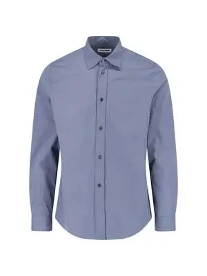 JIL SANDER 100% Cotton Button-down Shirt - Blue