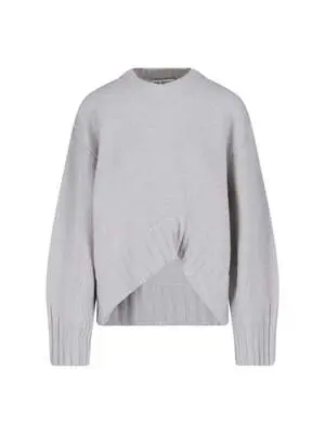 Attico Embroidered Wool-cashmere Crew Neck Sweater - Grey