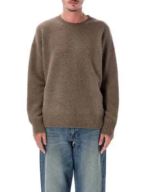 ROBERTO COLLINA Textured Wool Crewneck Sweater - Marrone