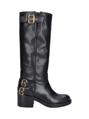 Chloé Calf Leather Buckled Boots - Black
