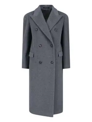 Tagliatore Double Breasted Cashmere Coat - Grey