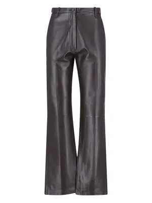 NOVELLE Lambskin Leather Trousers - Brown