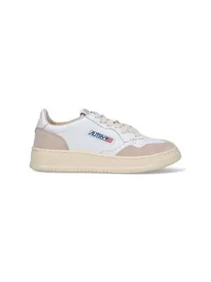 AUTRY Leather & Suede Lace-up Sneakers - White